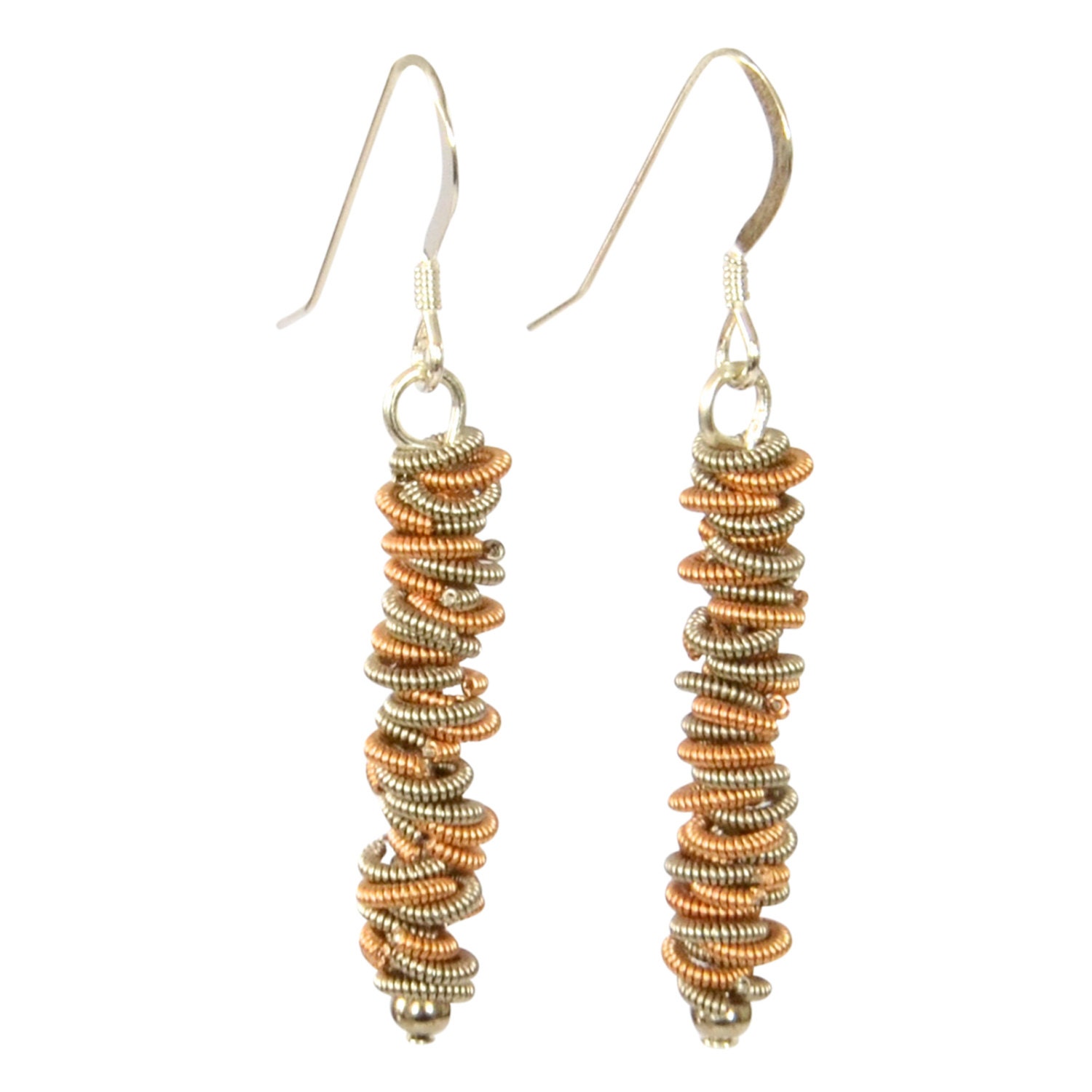 Staccato Guitar String Dangle Earrings Two Tone