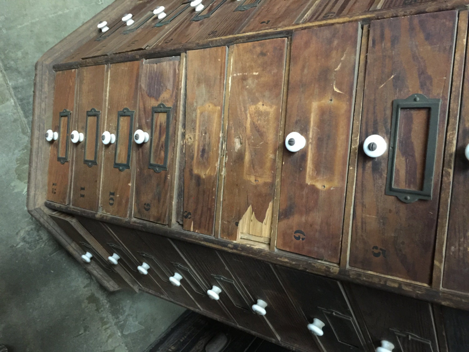 Primitive Lazy Susan Octagon Hardware Store Cabinet
