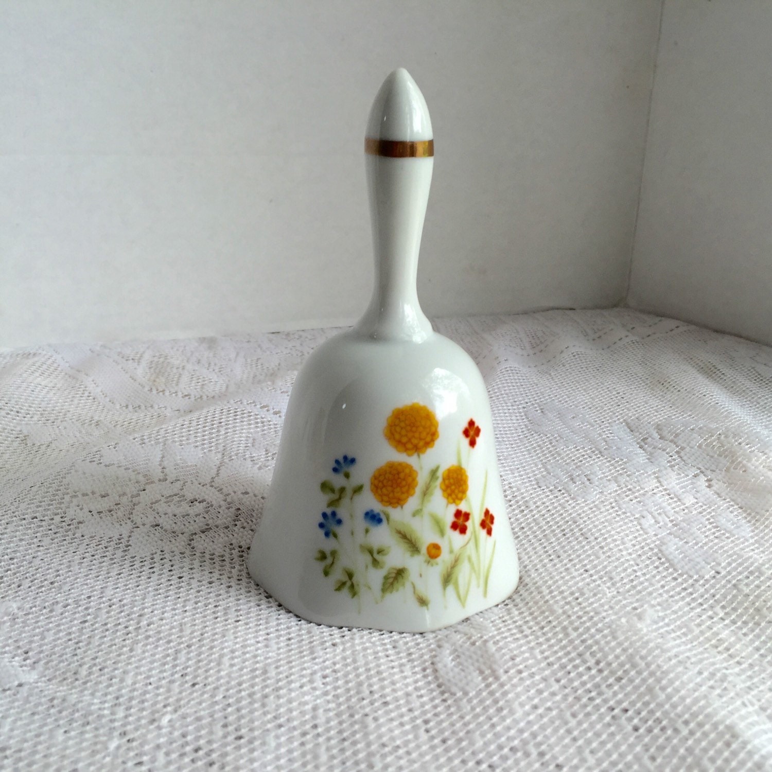 Ceramic Flower White Bell / Made in Japan / Vintage Porcelain