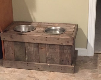 Rustic dog feeder | Etsy