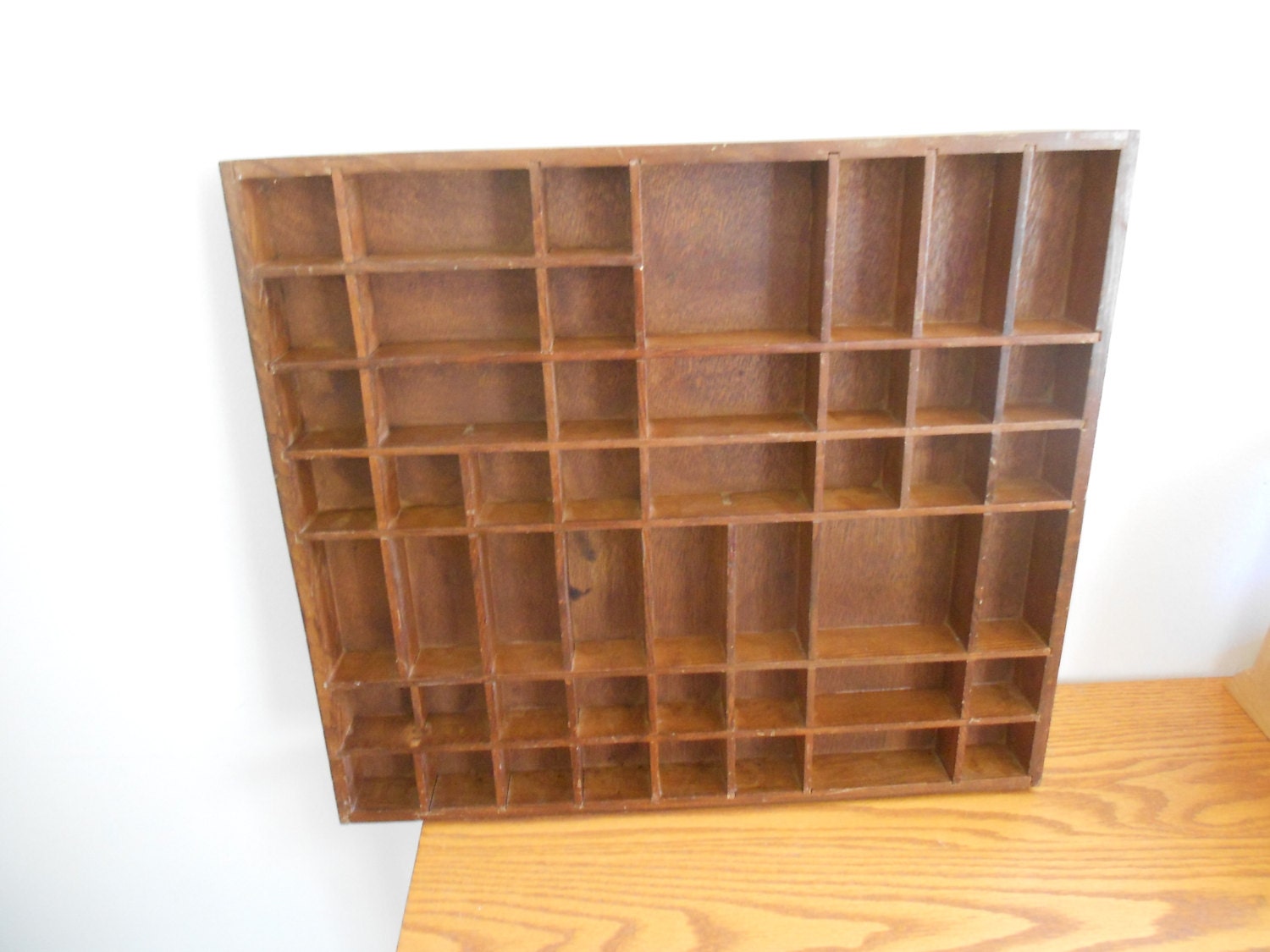 Vintage letter press, wood printers type set tray, drawer, shadow box ...