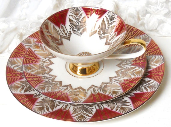 vintage tea cup trio german porcelain tea cups tea trio tea
