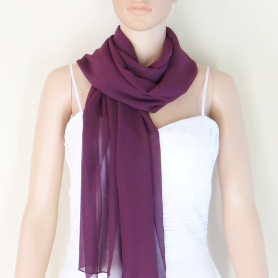 Plum Long Scarf. Plum Wrap Scarf. Soft Chiffon Scarf. Plum