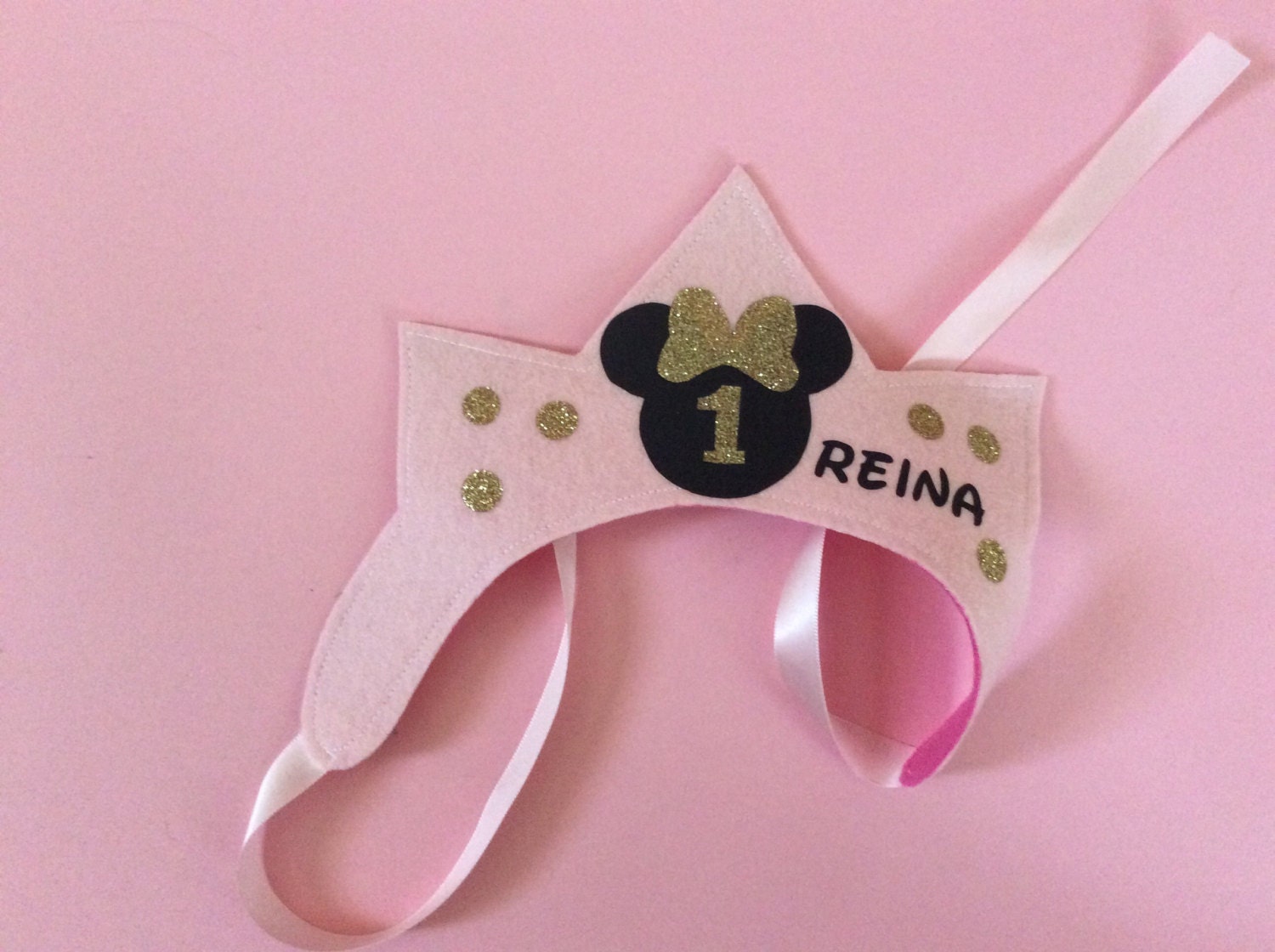 Minnie Mouse Inpiration Crown pink and gold by lilbubbleboutique