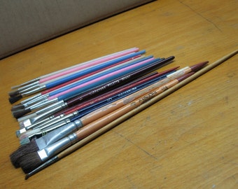 Items similar to 4 used paint brushes mixed media supply artist found ...