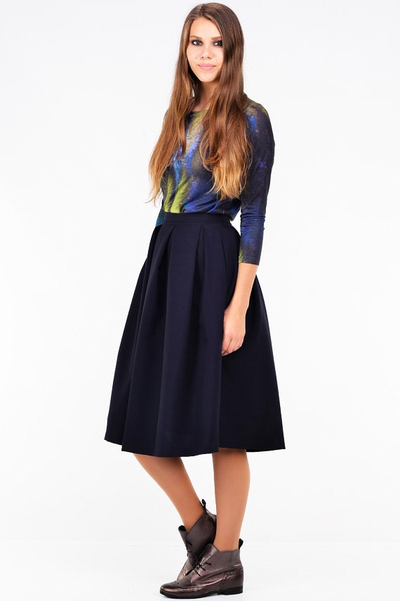 Midi Skirt Pleated Full Skirt Suit Skirt Womens Plus Size