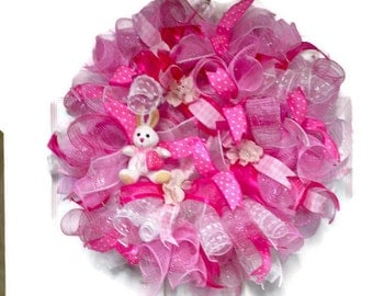 Items similar to Baby Boy Ribbon Wreath, Nursery, Hospital Door, Baby ...