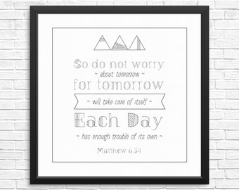 Matthew 6 34 print | Etsy