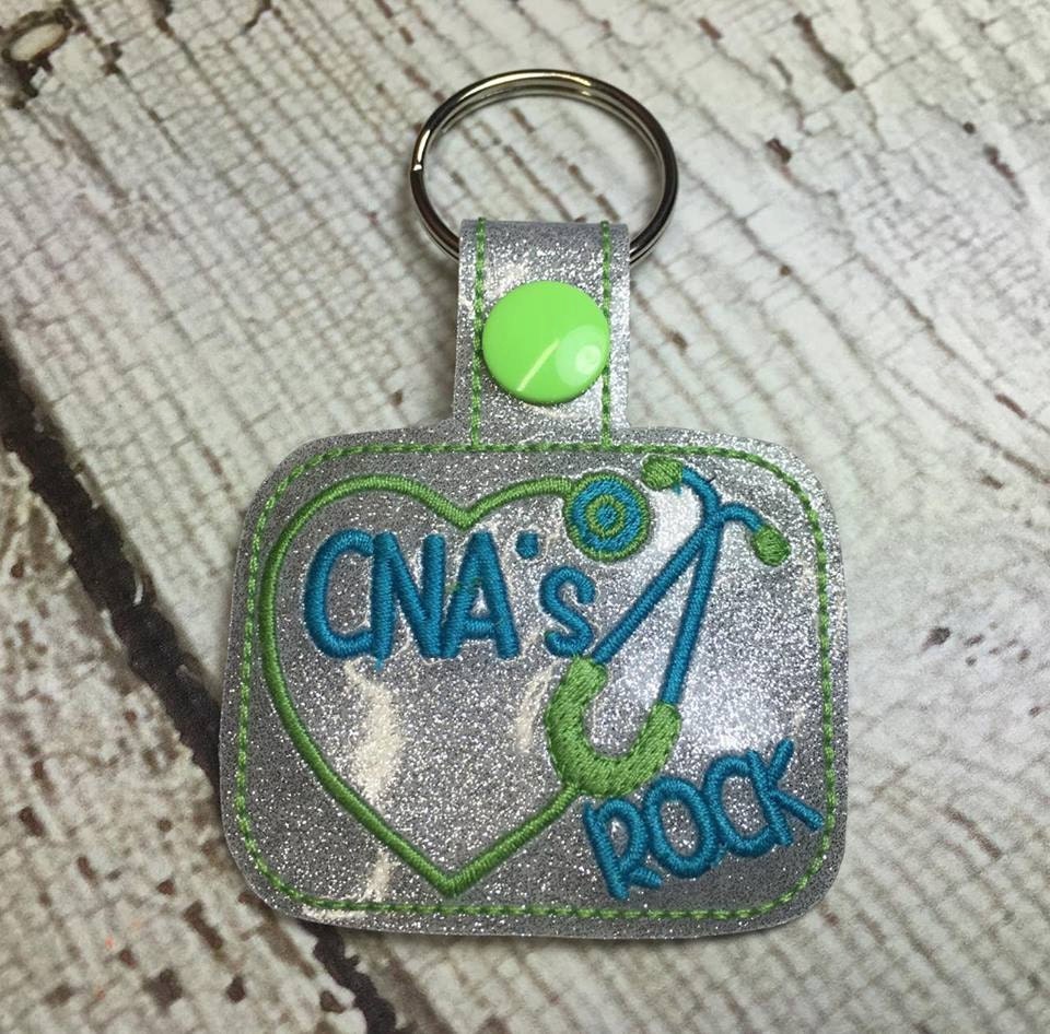 CNA's Rock Nurse CNA Stethoscope Key Fob In The Hoop