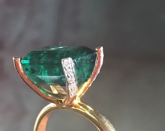 Gold ring emerald | Etsy