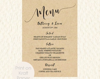 Unique kraft paper menu related items | Etsy