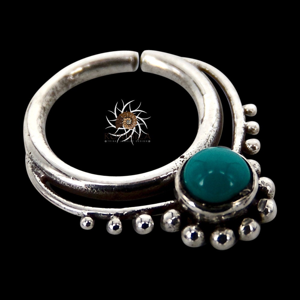 Turquoise Silver Septum Ring 16G Septum Ring Septum