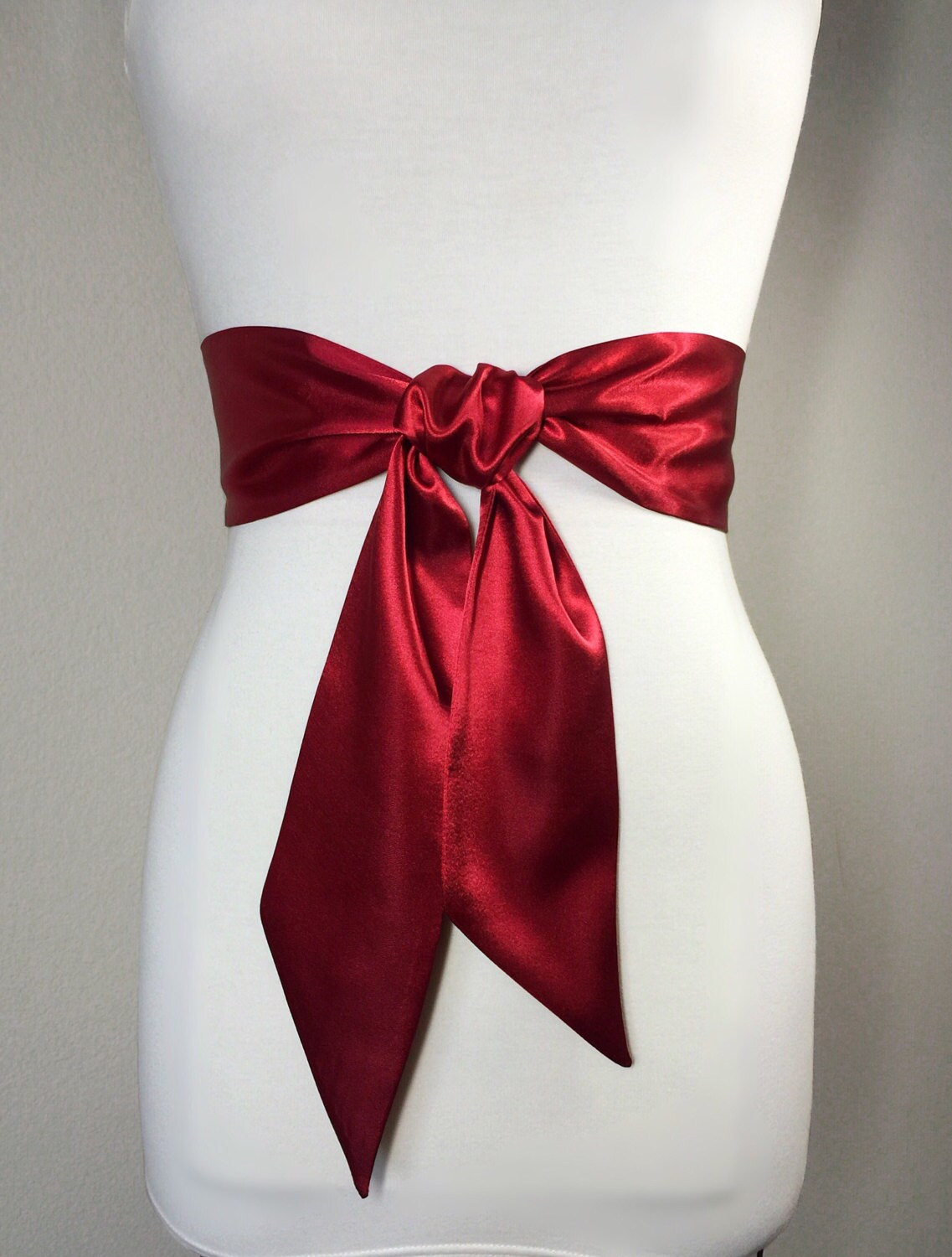 Crimson Red Sash Belt Dark Red Satin Sash Waist Wrap Belt Wedding Bridal Sash Bridesmaid 