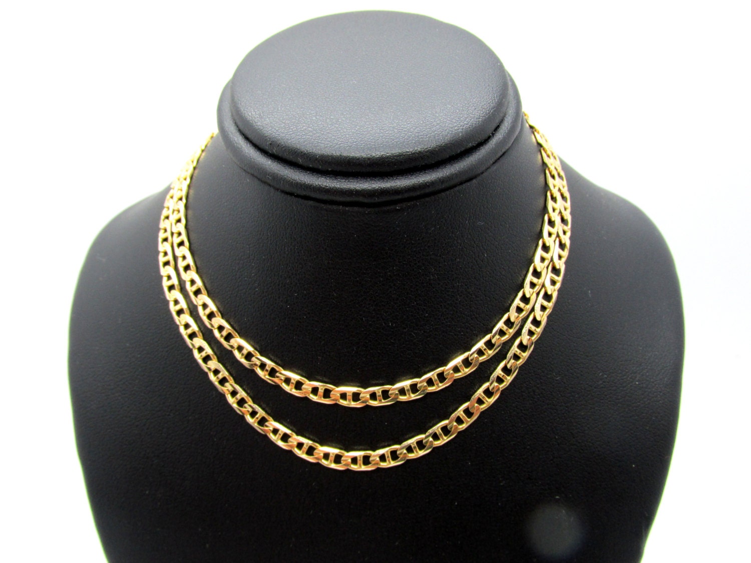 Flat Diamond Cut Gucci Link Chain 14K Yellow Gold I-4394