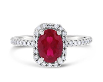 Synthetic ruby ring | Etsy