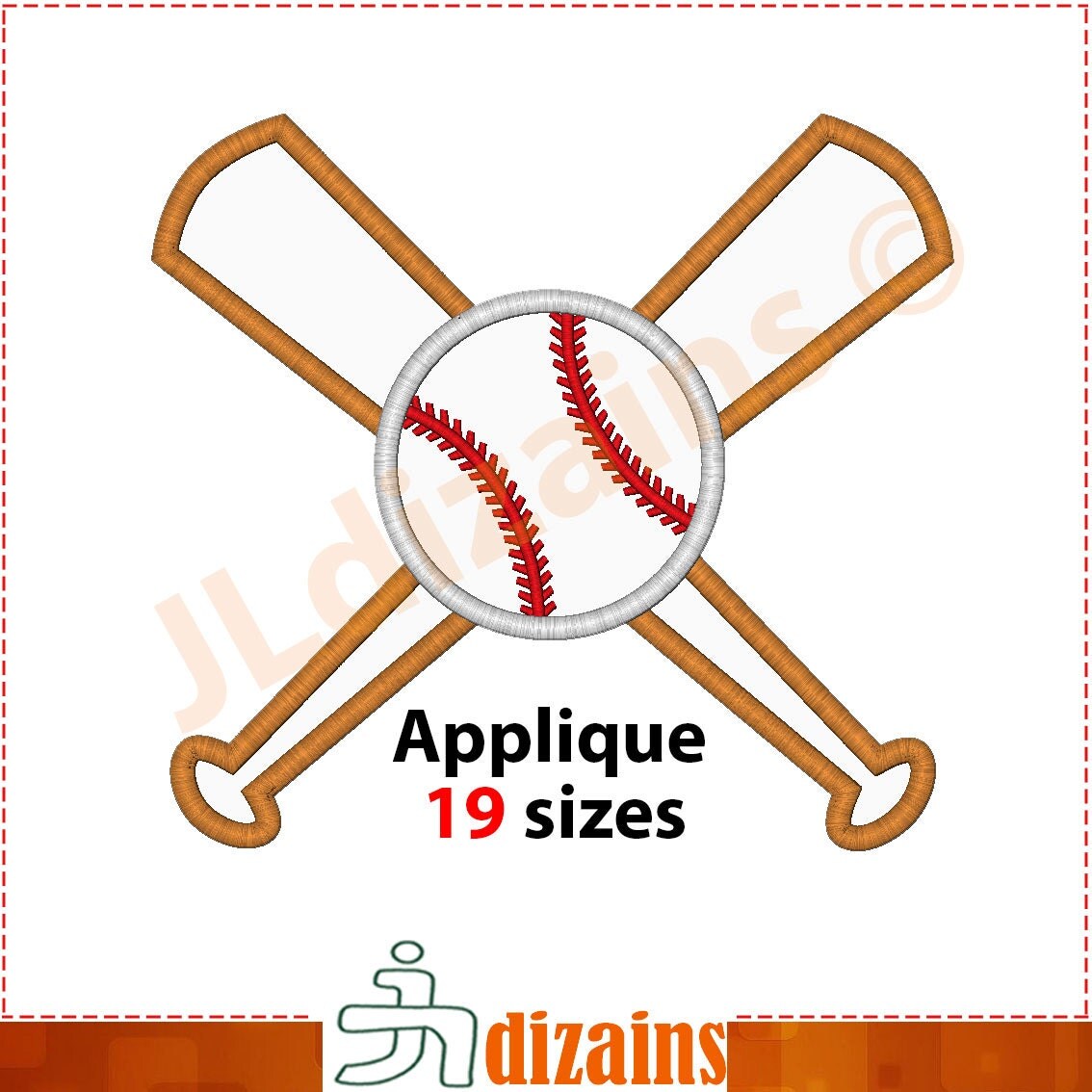 Baseball Applique Design. Baseball embroidery design. Baseball