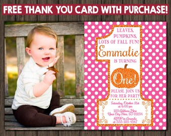 Pink and Gold First Birthday Invitation with Free by PuggyPrints