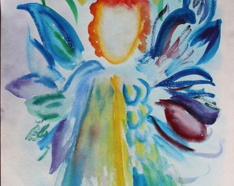 Unique abstract angel art related items | Etsy