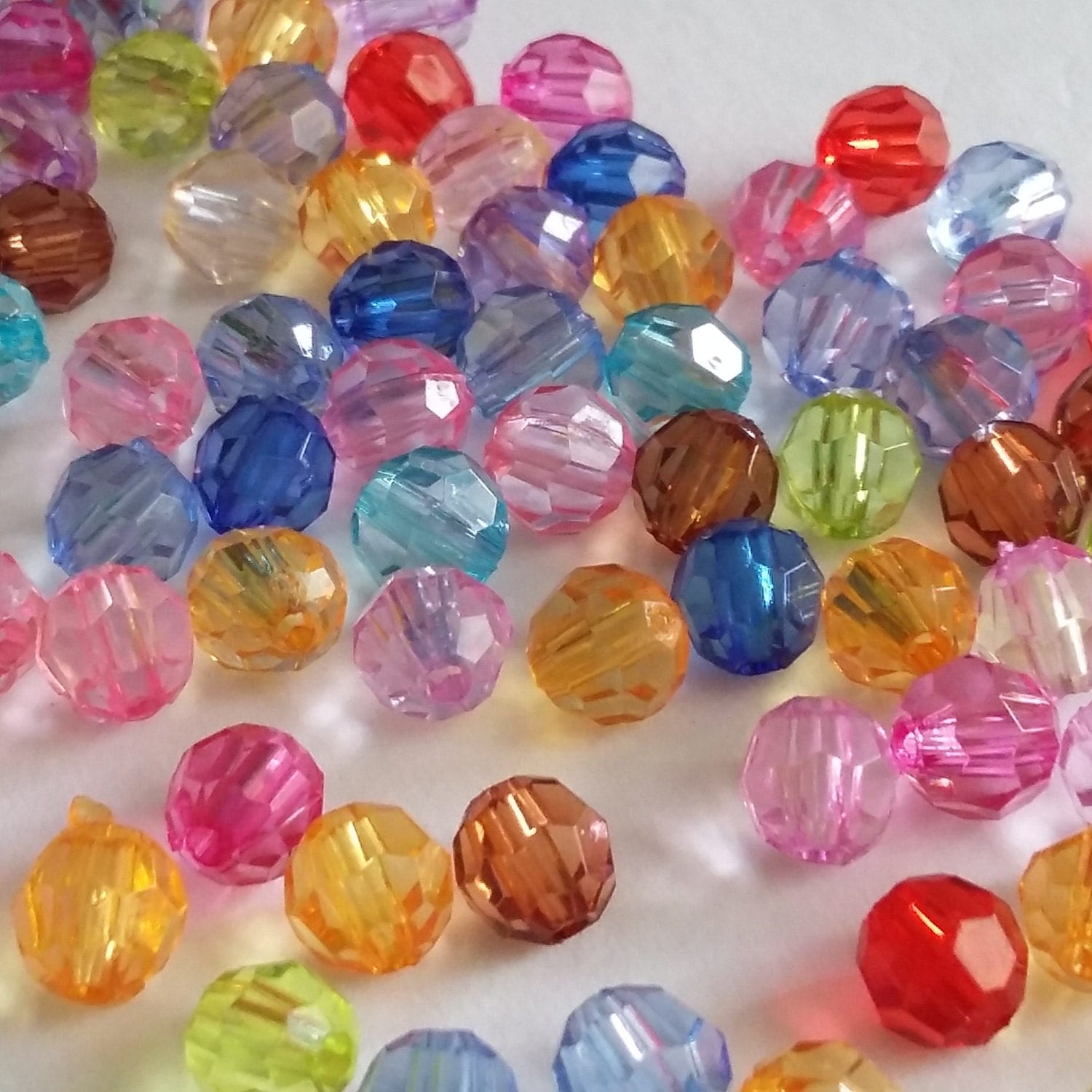 Assorted Acrylic Beads - 6mm Beads - 26g (Approx. 250pcs) -Faceted ...