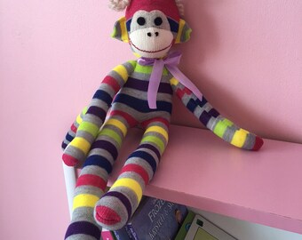 Rainbow sock monkey | Etsy
