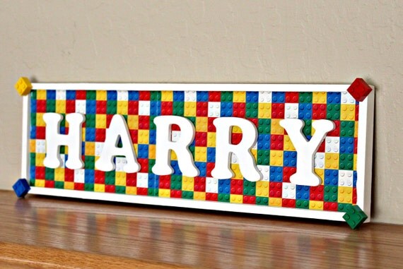 Lego Name Sign for a wall or door. by baytreecrafts on Etsy