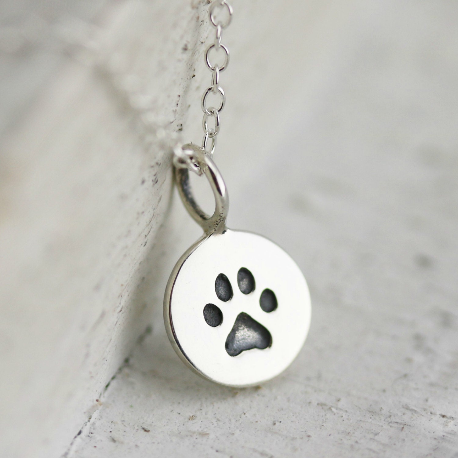 Paw Print Necklace Sterling Silver Tiny Paw Print Necklace