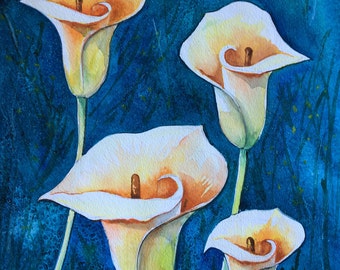 Unique calla lily painting related items | Etsy