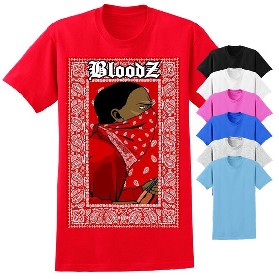 Blood Gang T Shirt New White Top Red by LimitlessPrintsStore