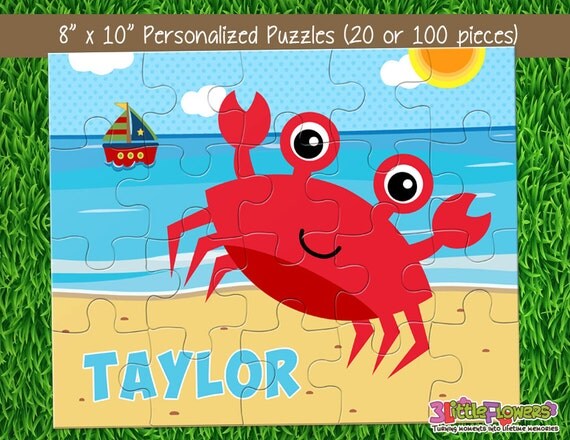 Crab Puzzle - Personalized 8" x 10" Puzzle - Personalized Name Puzzle ...