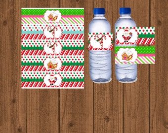 Christmas Water Bottle Label Template Kids Christmas Party