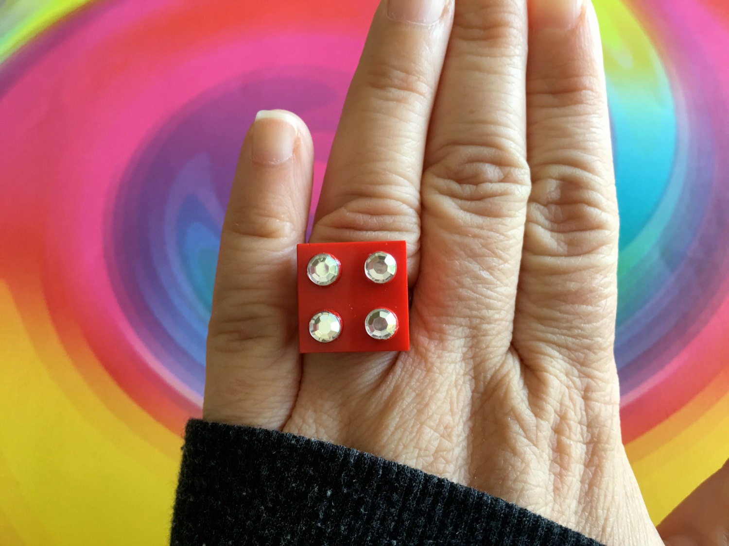 Lego Ring Red Lego Ring Lego Rhinestone by TragediesCheesecake