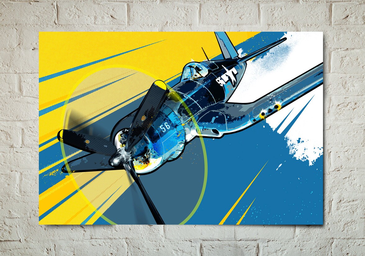 Airplane F4U Corsair Airplane Decor Pop Art WWII