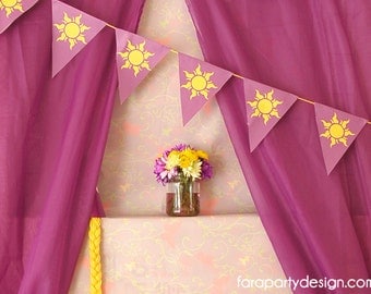 Items similar to DIY Rapunzel Decoration - Printable Sun Flag mini ...
