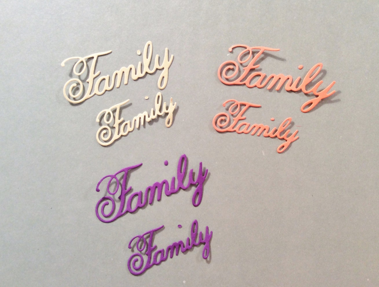 6 Family Words, Handmade, Purple, Light Green, Orange, Big 2 1/2 ...