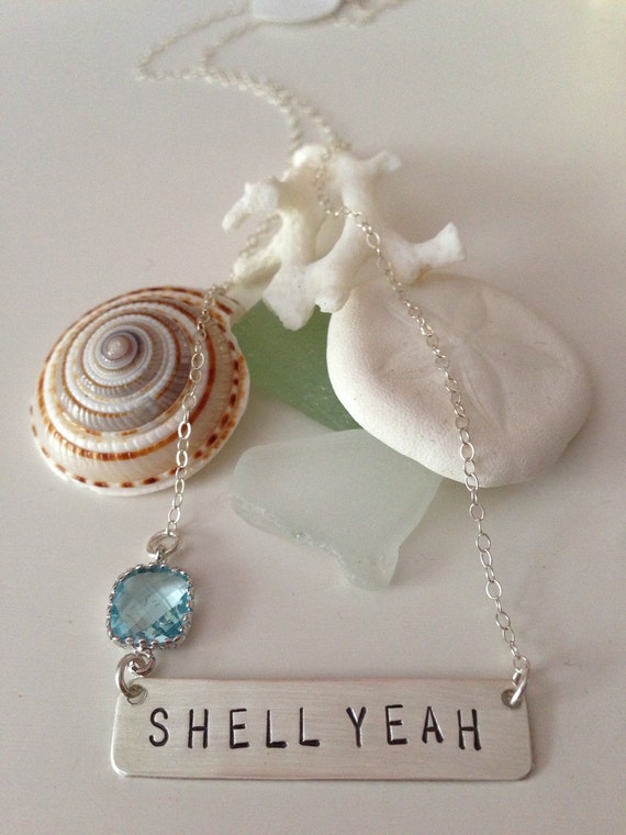 Shell Yeah Stamped Sterling Silver Bar by AllWashedUpJewelry