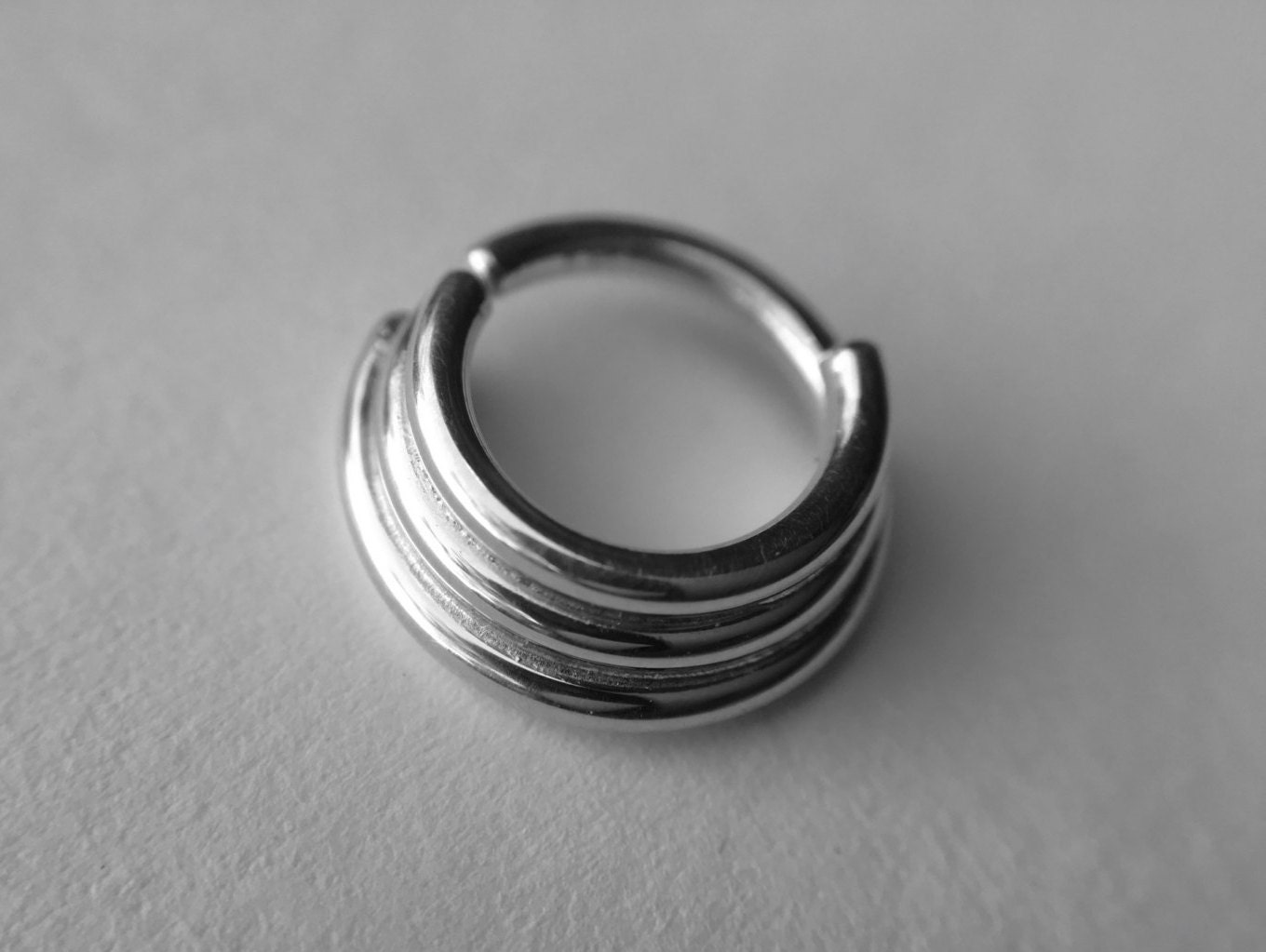 Triple Stack Septum Ring in Sterling Silver