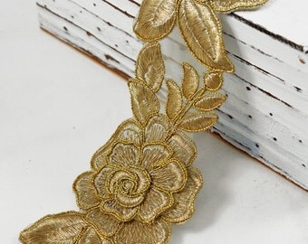 Gold fabric flower | Etsy