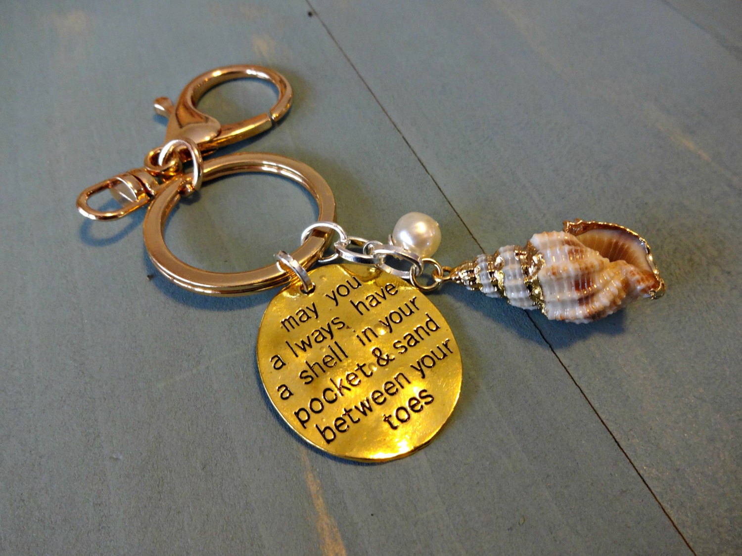 Beach Keychain Sea Shell Key Chain Fresh Water by YoursTrulli