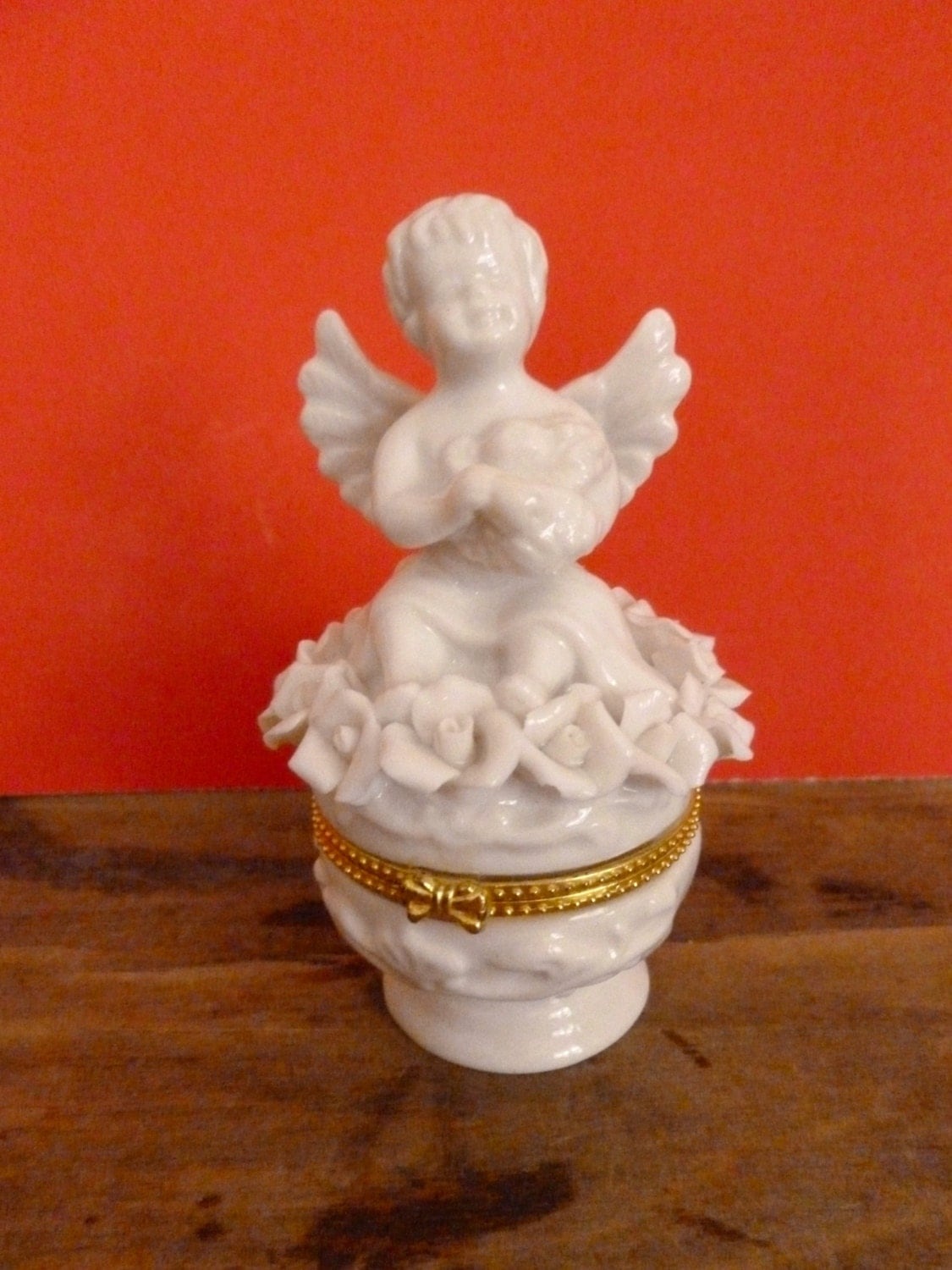 Vintage Angel Cherub Hinged Trinket Box – Porcelain Angel Ring Box ...