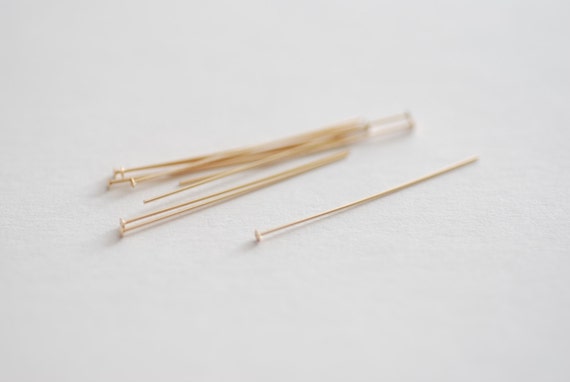 14k Gold Filled Flat headpin 26 gauge wire 10 by VermeilSupplies