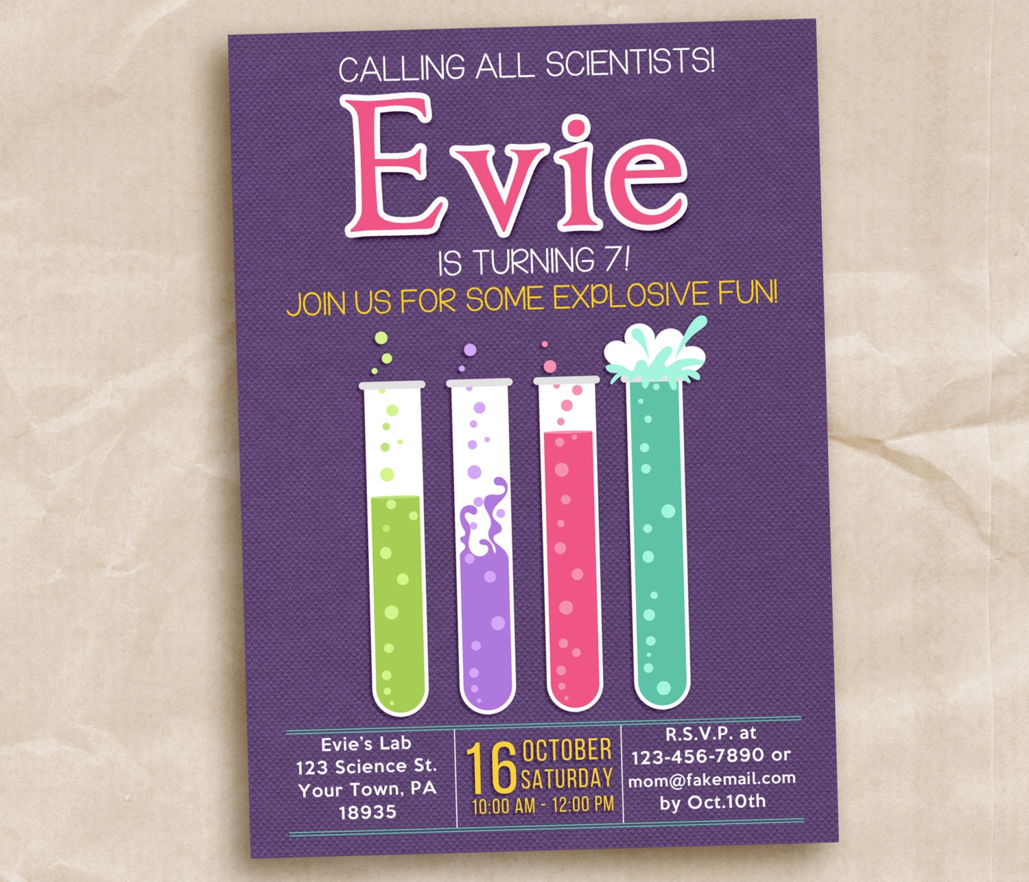 Science Party Invitation & Printable Decorations. Invitation