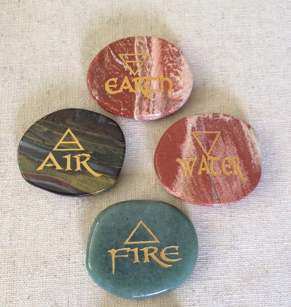 Items similar to Elements Palm Stones 5 Piece Set Elemental Engraved ...