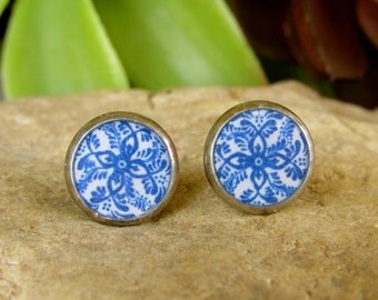 Unique tile earrings related items | Etsy