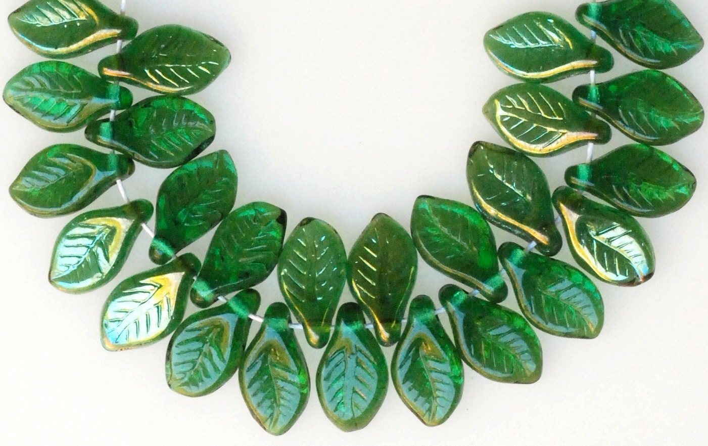 12mm x 6mm Small Leaf Bead Czech Glass Leaf Beads Top Hole
