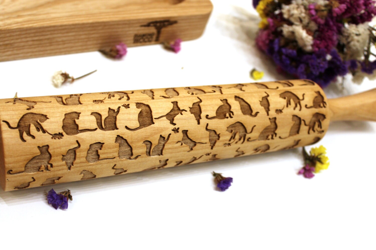Cats Embossing Rolling Pin Engraved Rolling by DiamondWoodcomua