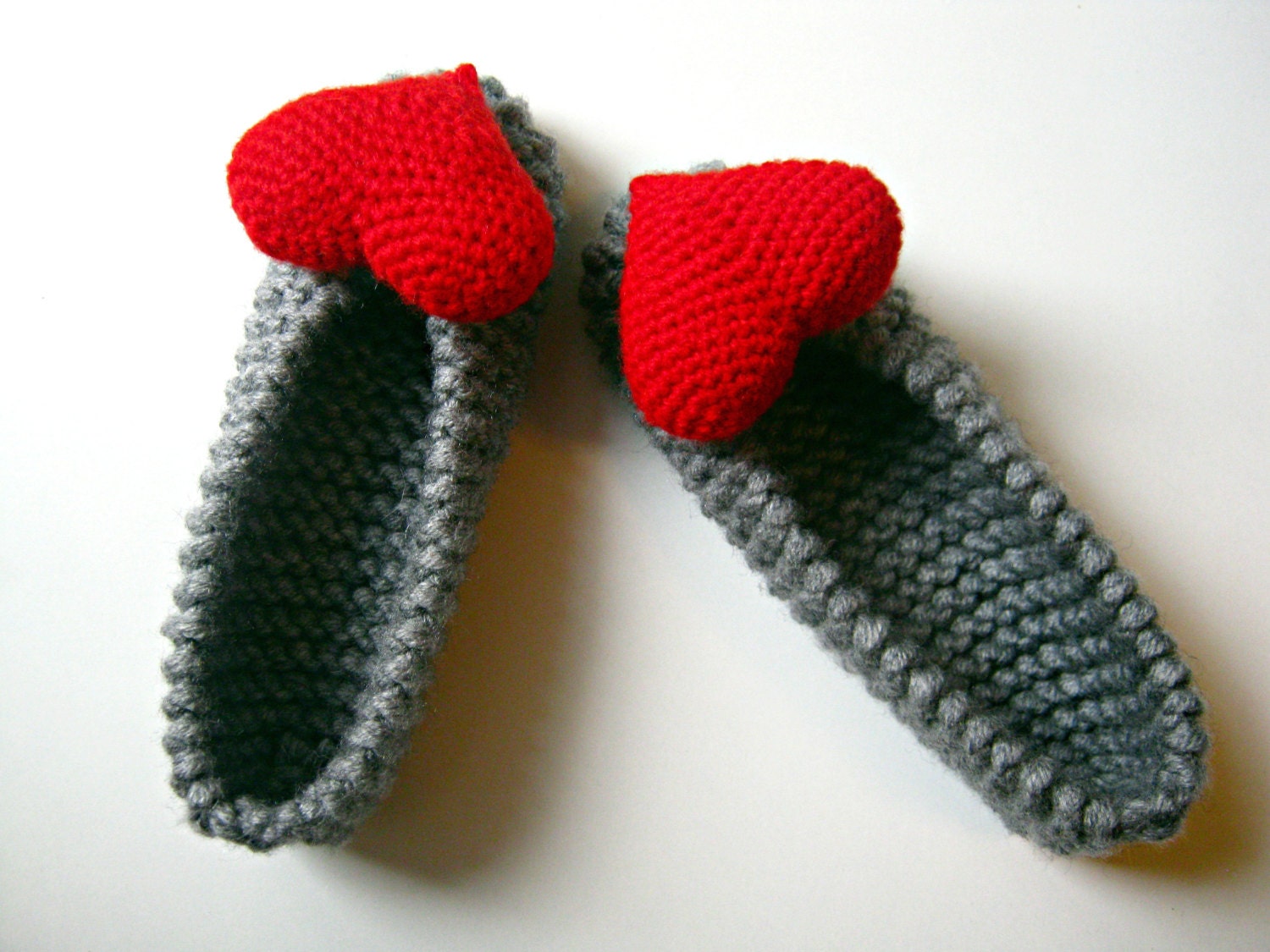 Red Heart Women's Slippers Knitted Slippers Valentine