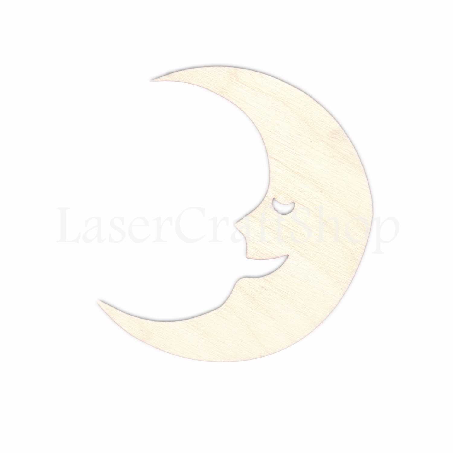 2 34 Crescent Moon Face Wooden Cutout Shape by LaserCraftShop