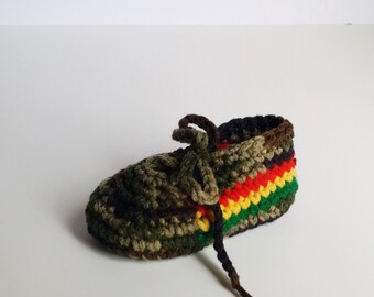 Crocheted Rasta Baby Flapper Beanie