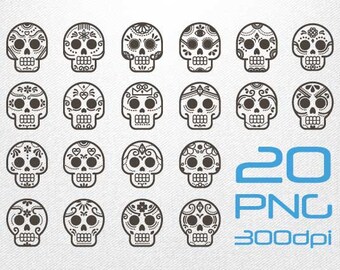 Sugar skull clipart | Etsy