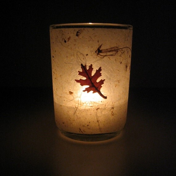 Real Autumn Oak Leaf Earth Light botanical candle candle